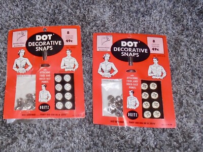 VINTAGE DOT DECORATIVE SNAPS WITH ATTACHING TOOL LOT OF 2--1953 NEW OLD ...