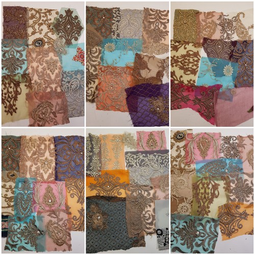 Sari scraps beaded embellished fabric offcuts art projects sequin ...