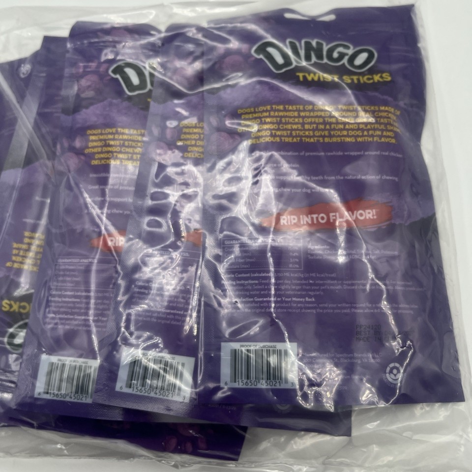 Dingo Twist Sticks Dog Treats with Real Chicken and Rawhide 10 Count ...