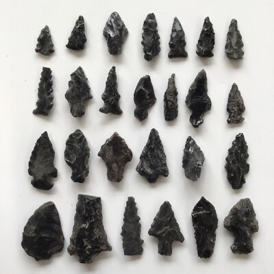 Lot of Native American Indian Obsidian / Pre Columbian Flint Arrowhead ...