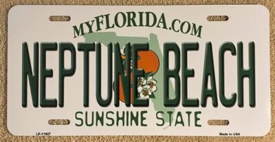 Neptune Beach Booster License Plate Florida Beaches Sunshine State ...