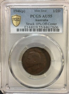 AUSTRALIA PCGS GRADED MINT ERROR 1946 HALF PENNY MUCH LARGER MIS STRIKE ...