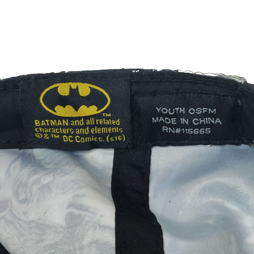 DC Comics Batman Snap Back Hat Youth Adjustable Black All Graphic Flat ...