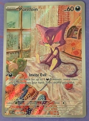 Pokemon TCG Purrloin Card 136/086 Illustration Rare, Sv: White Flare | eBay