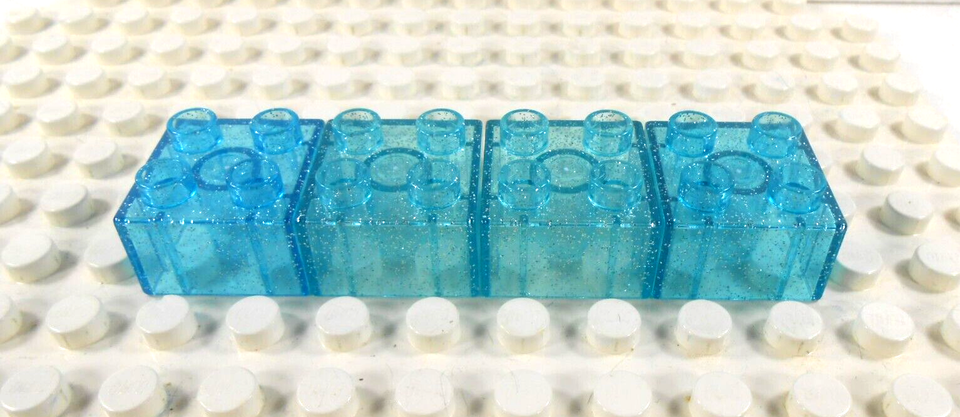 Lego Duplo Item Bricks 2x2 clear blue w/ sparkles (4) | eBay