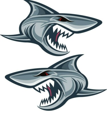 Shark Fish Boat Decal, Mirrored Pair, Diecut vinyl adhesive sticker ...