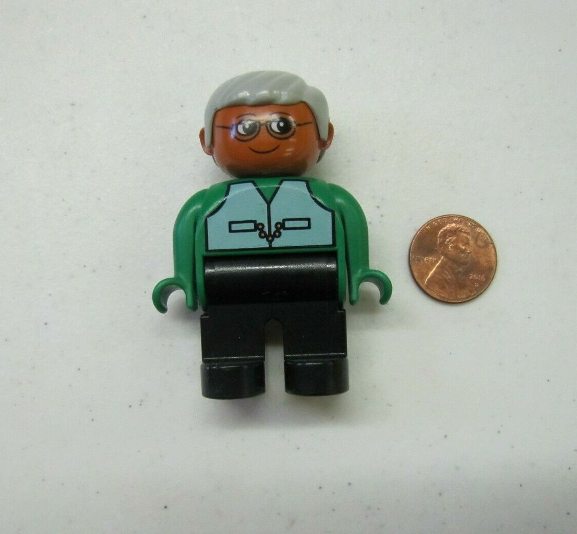 Lego Duplo Grandpa Grandfather 2.5" Figure Grey Hair African American ...