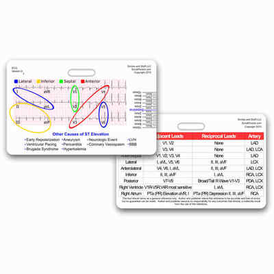 12 Lead STEMI Tool w/ Corresponding Vessels Chart Horz Badge Card Cheat ...
