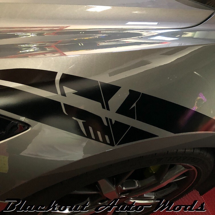 Gloss Black Front Fender Stripe Jake Type Graphics Fits C8 2020-2025 ...
