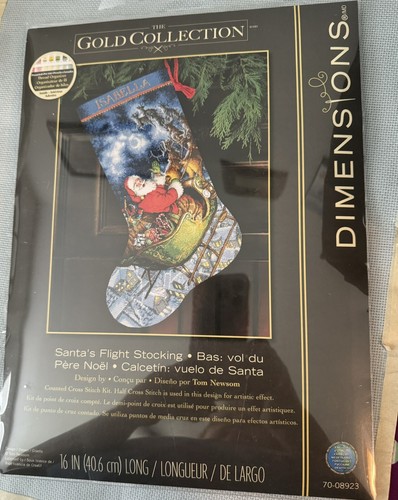 Dimensions Gold Collection 16” Christmas Stocking Santa’s Flight Cross ...