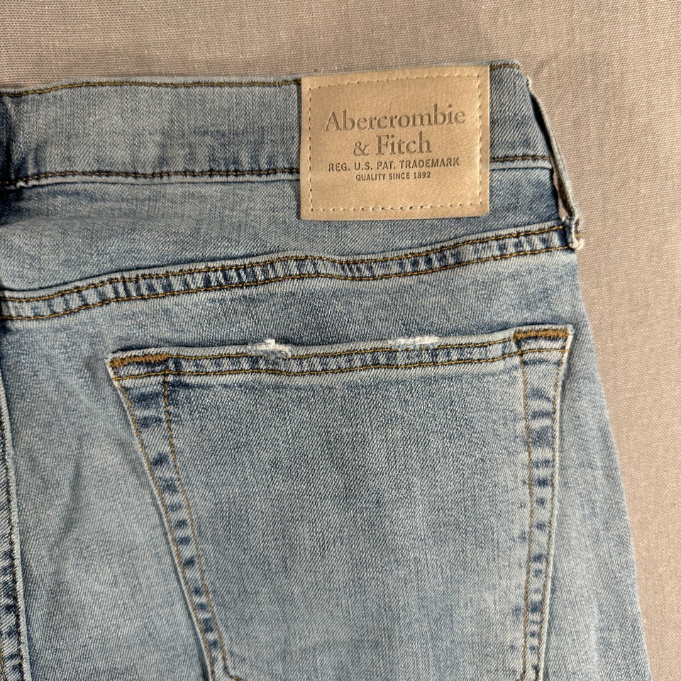 Abercrombie Super Skinny Stretch Denim Jeans Mens 33x34 Blue Light Wash ...