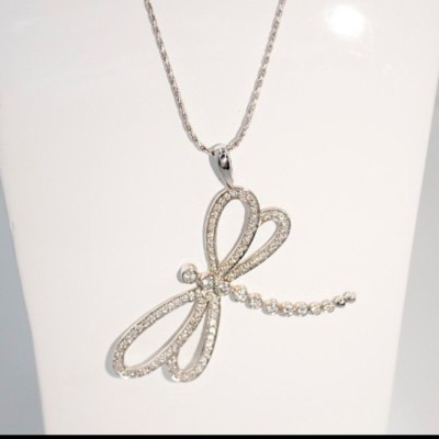 Diamond Dragonfly Pendant in White Gold | eBay