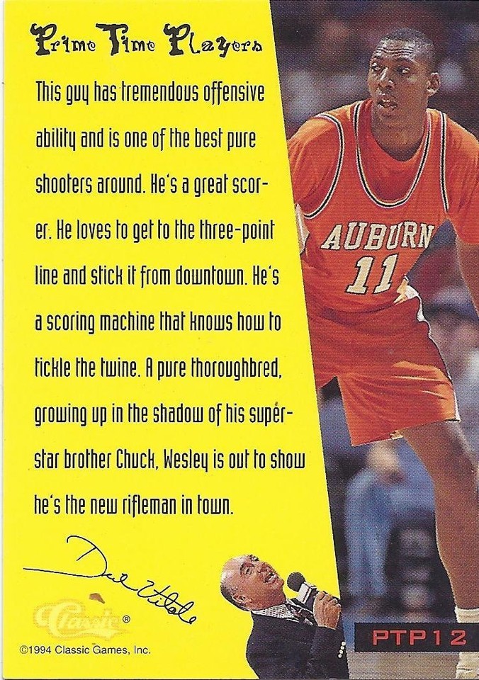 Wesley Pearson 1994 Classic Dicky V's Prime Tme Player - Card #PTP12 | eBay