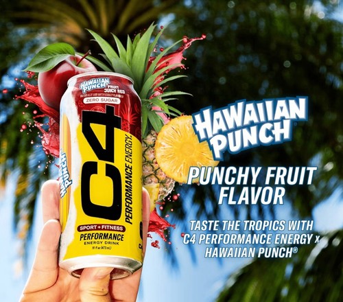 C4 Performance Energy Drink Hawaiian Punch Flavor Zero Sugar 16 oz Can ...