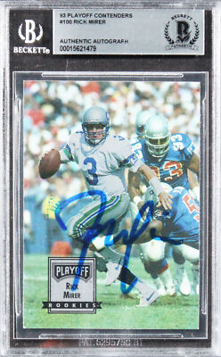 Seahawks Rick Mirer Signed 1993 Playoff Contenders #100 Rookie Card BAS ...