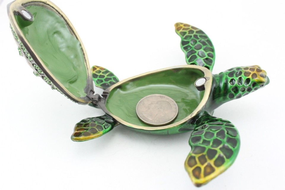 Big Green Sea Turtle Fish Jewelry Trinket Box Decorative Collectible ...