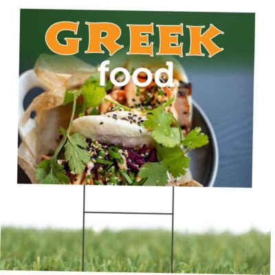 Greek Food | Sidewalk Yard Sign with Metal Stakes | 24"W x 18"H | eBay