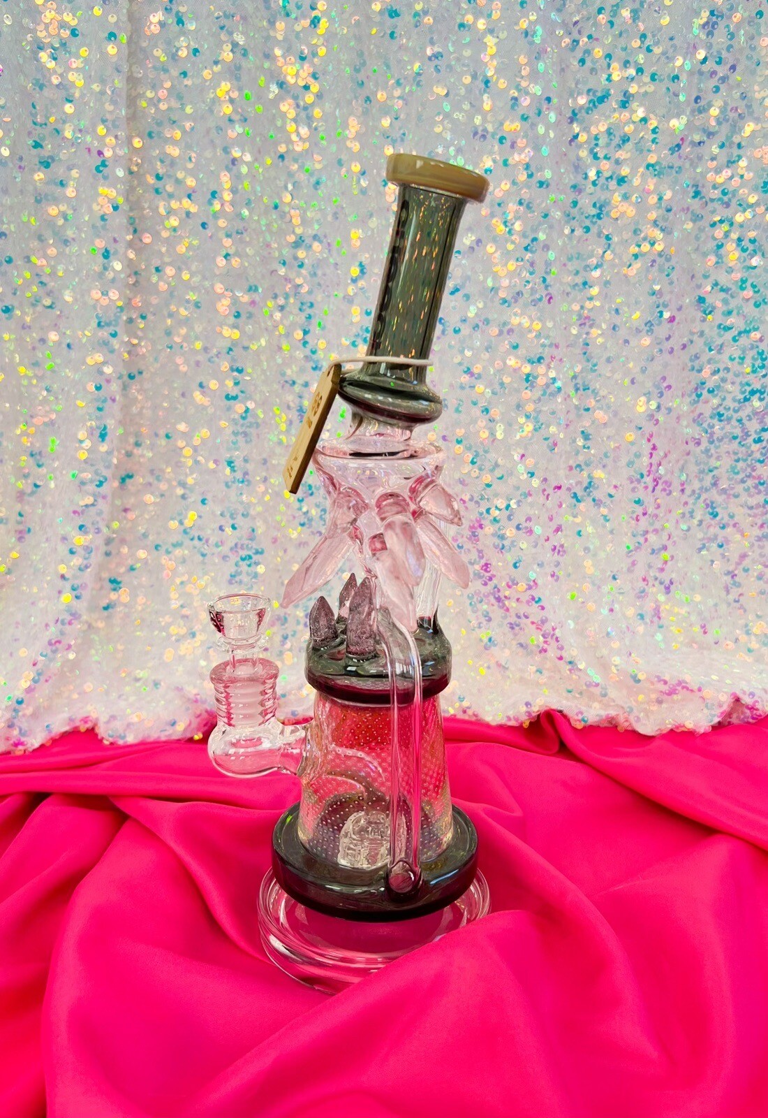 TALL Cheech™ 12” THICK Pink Crystal Recycler BONG Glass Water Pipe ...