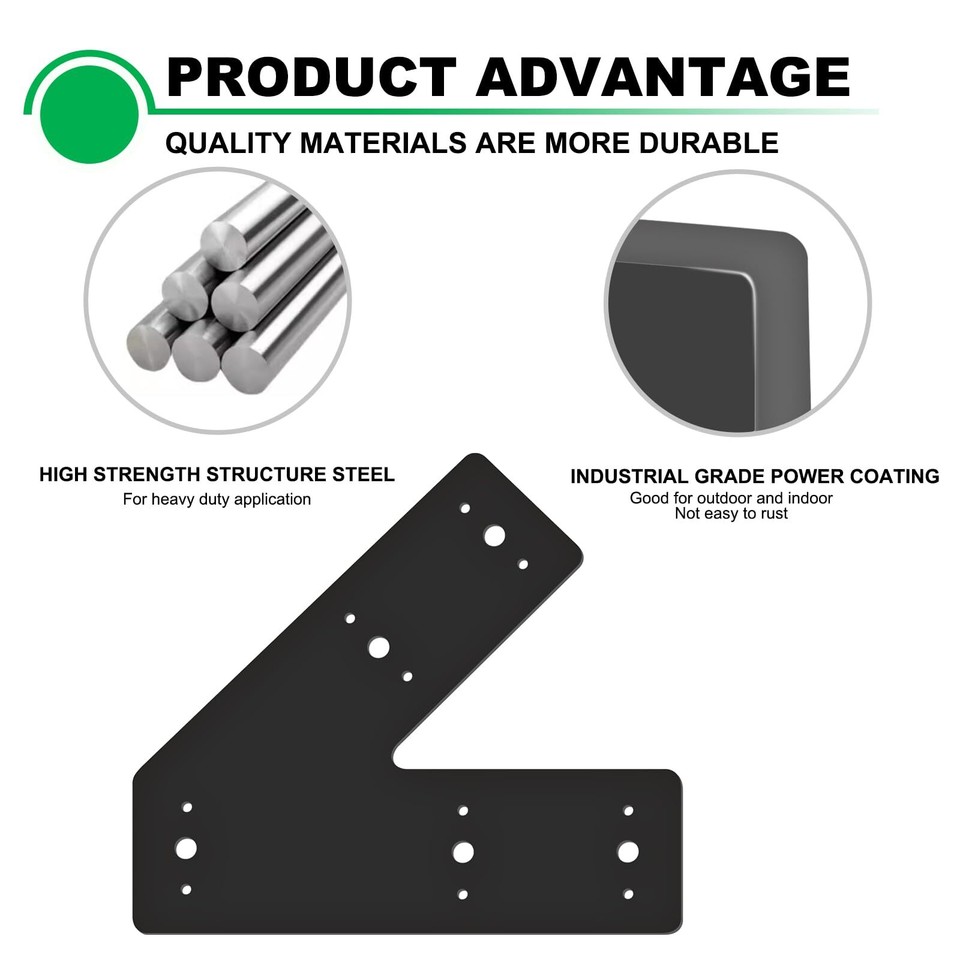 Heavy Duty Black Gable Plate Pergola Connector Truss Roof Plate Powder ...