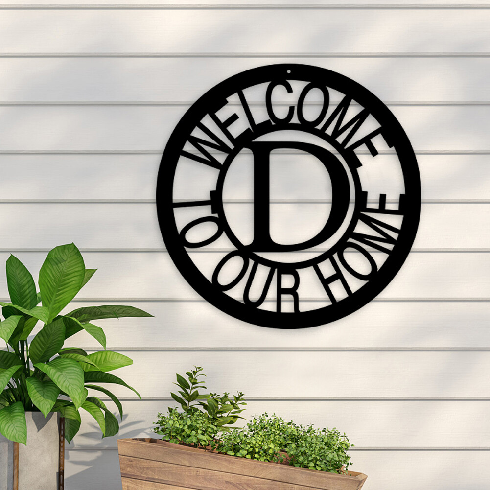 Metal Initial Welcome Sign Last Name Metal Signs for Wall Hanging ...