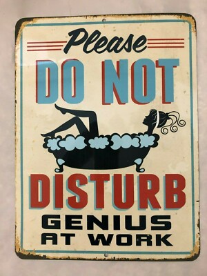 Metal 9X12" Humor Sign: Please Do Not Disturb - Genius at Work | eBay