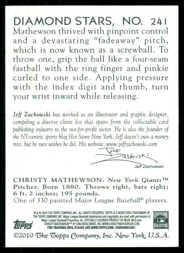 2010 Topps National Chicle AA Christy Mathewson #241 New York Giants | eBay