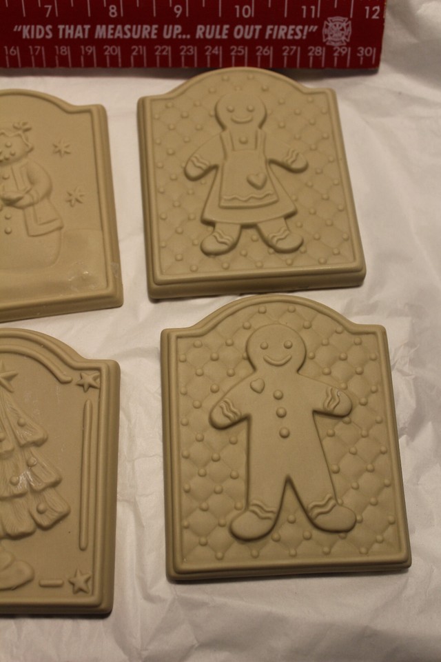 SUPER RARE Set 6 Cookie Tiles Reversible Snowflake Gingerbread Brown ...