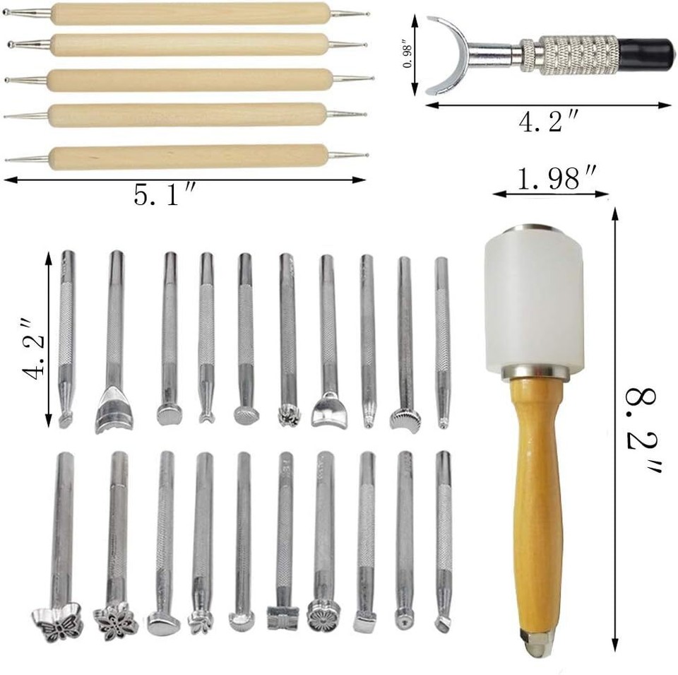 20PCS Leather Stamping Tool Leather Carving Working Saddle Making Tools ...