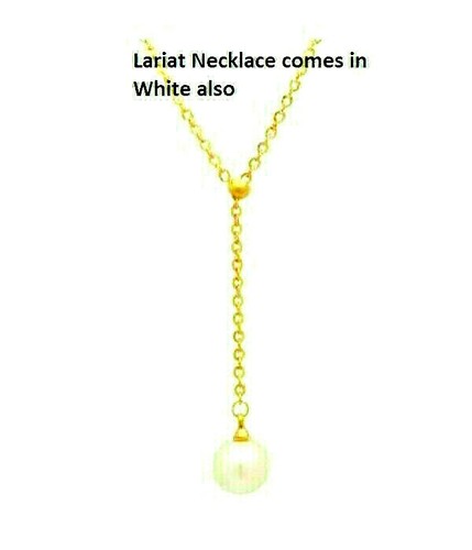 Perla Collana Lariat 18kt Oro Giallo Acciaio Inox Ciondolo Catena 45.7-50.8cm | eBay