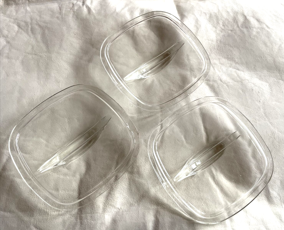 Lot of 3 Vintage Pyrex Square Glass Lid Fin Handle RARE CORNING ...