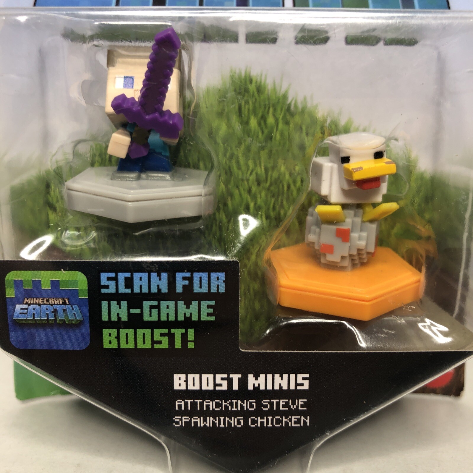 Minecraft Earth Boost Mini Figure 2-Pack Attacking Steve & Spawning ...