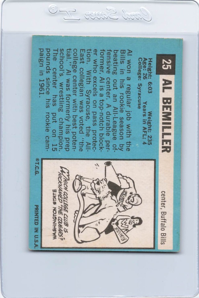 1964 Topps #25 Al Bemiller Bills EX/MT *DA-C8205 | eBay