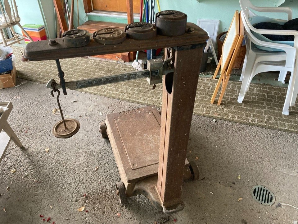 Antique Fairbanks rolling 500 lb. grain scale with weights | eBay