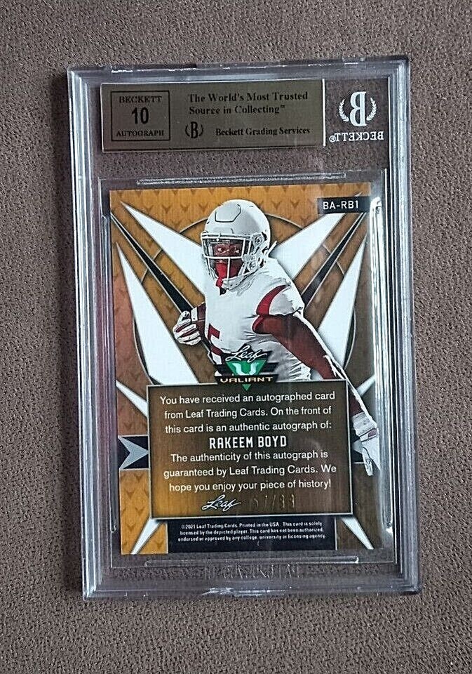 2021 Leaf Valiant Rakeem Boyd Green RC Rookie Auto /99 BGS 9.5 Gem Mint ...