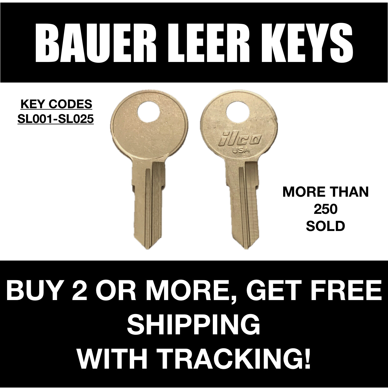2 Bauer Leer Truck cap tonneau cover keys cut to code key for codes ...