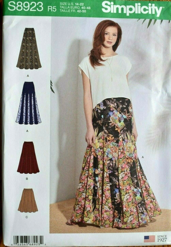 Simplicity Pattern 8923 Sz 14-22 Pull On Skirt Midi Maxi Knee Length ...