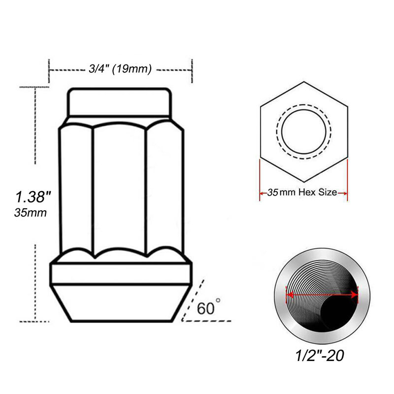 20Pcs Chrome Jeep Lug Nuts 1/2x20 Bulge Acorn Closed End For Jeep ...