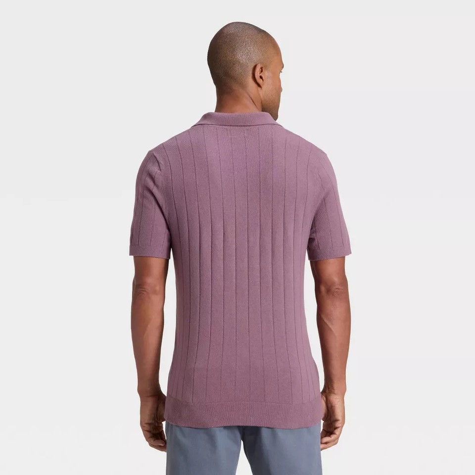 Men's Soft Knit Johnny Collar Polo Sweater - Goodfellow & Co Berry | eBay