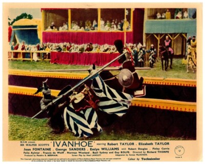 Ivanhoe Original Lobby Card Knights in Armor Riding Horses Jousting ...
