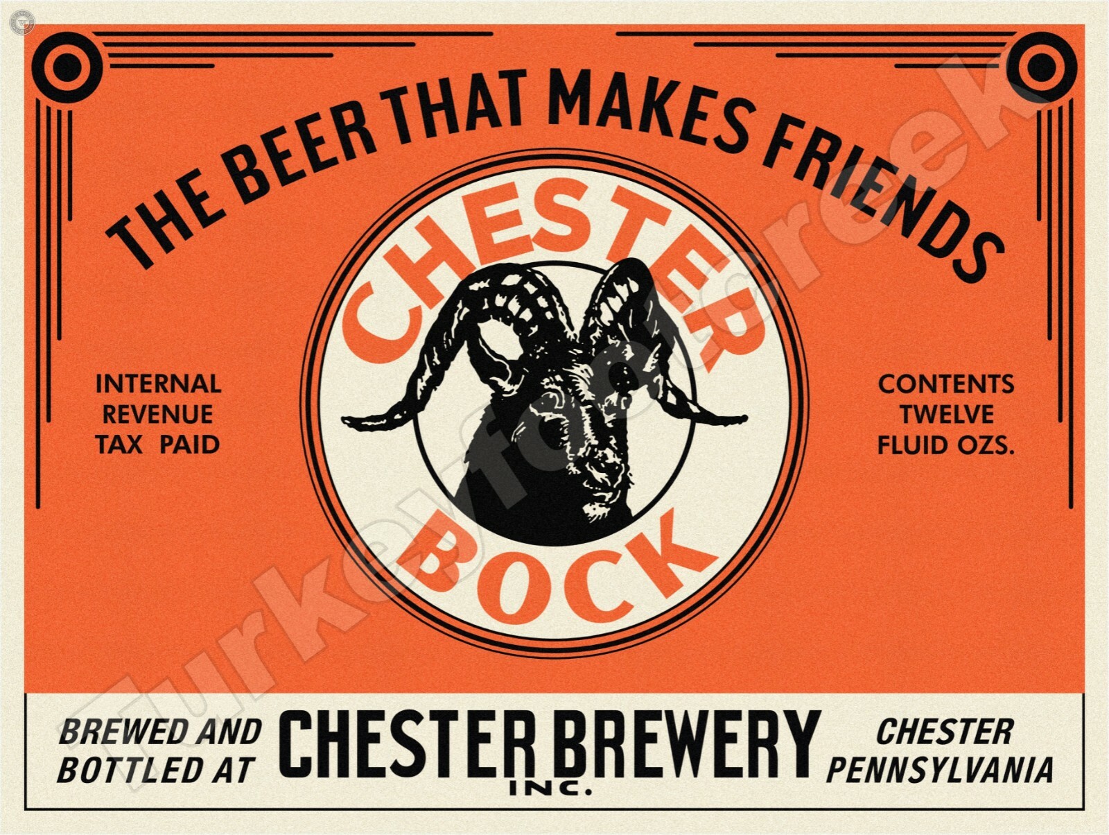 Chester Bock Beer Label 9" x 12" Metal Sign | eBay