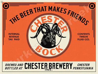 Chester Bock Beer Label 9" x 12" Metal Sign | eBay