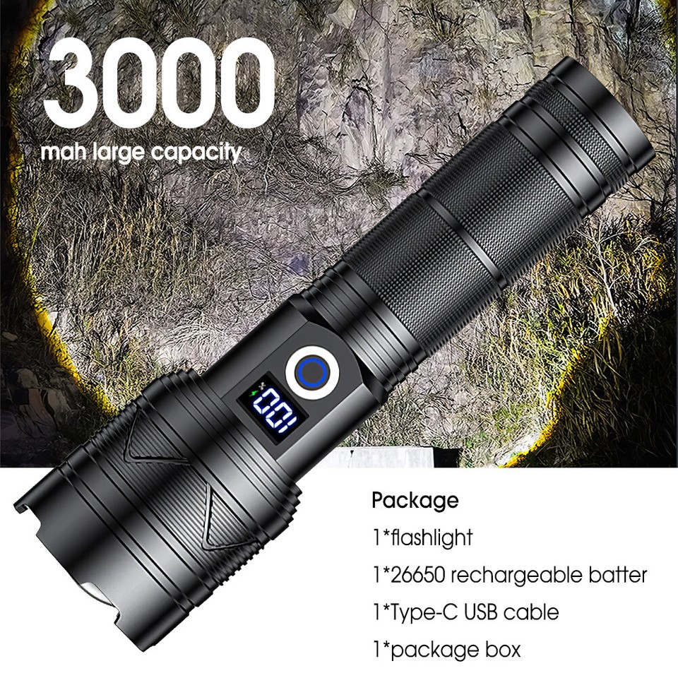 Super Bright LED Rechargeable Flashlight Tactical Police Torch IPX65 ...