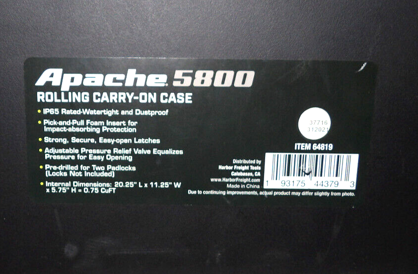 Apache 5800 ~ Rugged Mobility Travel Hard Case - With Foam Insert ...
