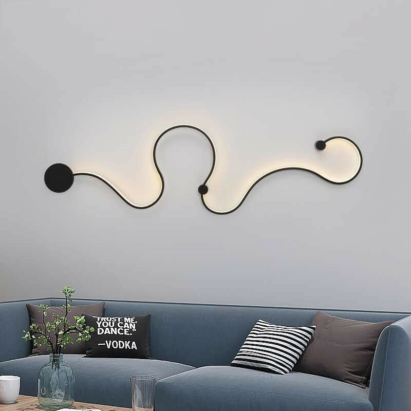Contemporary LED Wall Scone Art Deco Snake Shape Bedroom Wall Lighting ...