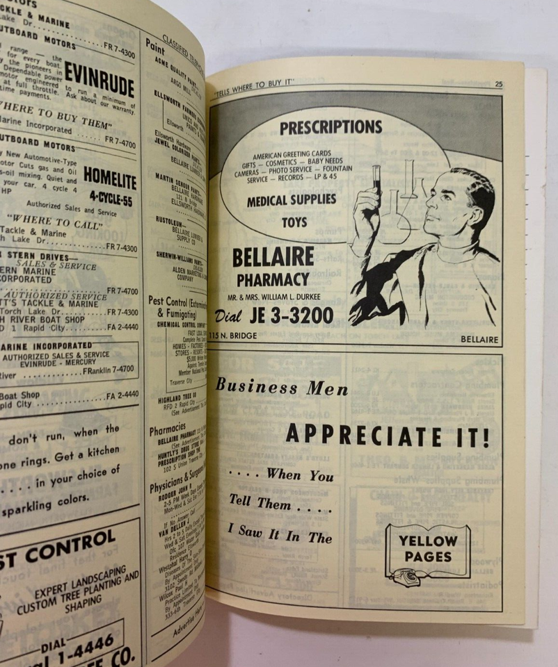 TRAVERSE BAYS TELEPHONE COMPANY, MI October 1965, phone book, yellow ...