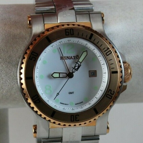 NEW Renato Men's T-Rex Diver GMT Watch, Swiss Ronda 515, 100 ATM, Two ...