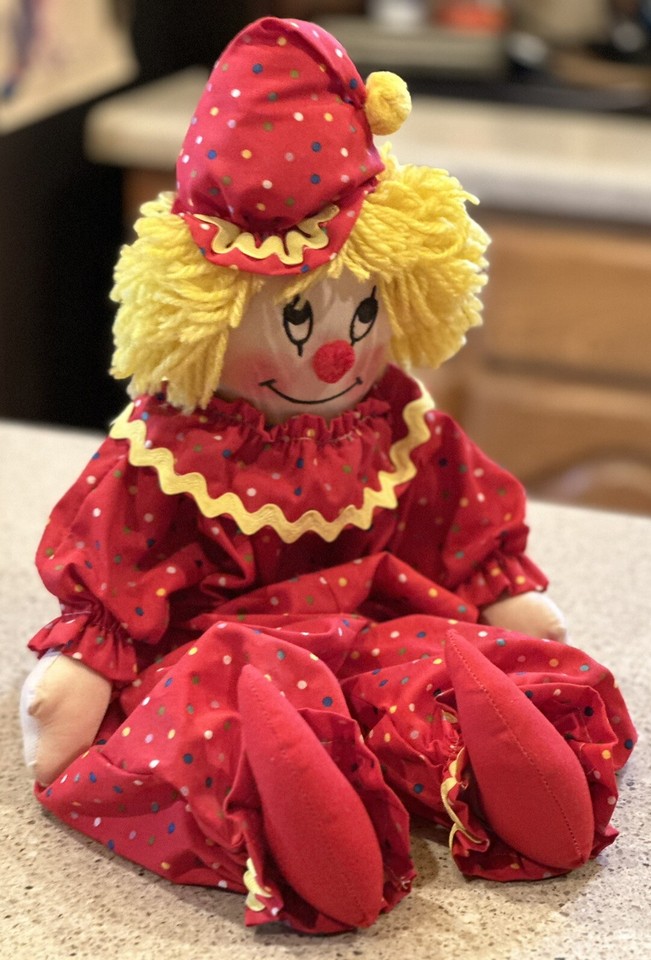 RAG DOLL CLOWN CLOTH DOLL 24” VERY GOOD CONDITION- Unbranded | eBay