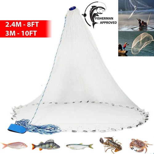 Heavy Duty Fishing Cast Net Bait Easy Throw Hand Cast Strong Tire Trap ...
