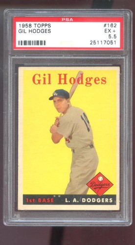 1958 Topps #162 Gil Hodges PSA 5.5 Graded Baseball Card MLB Los Angeles ...