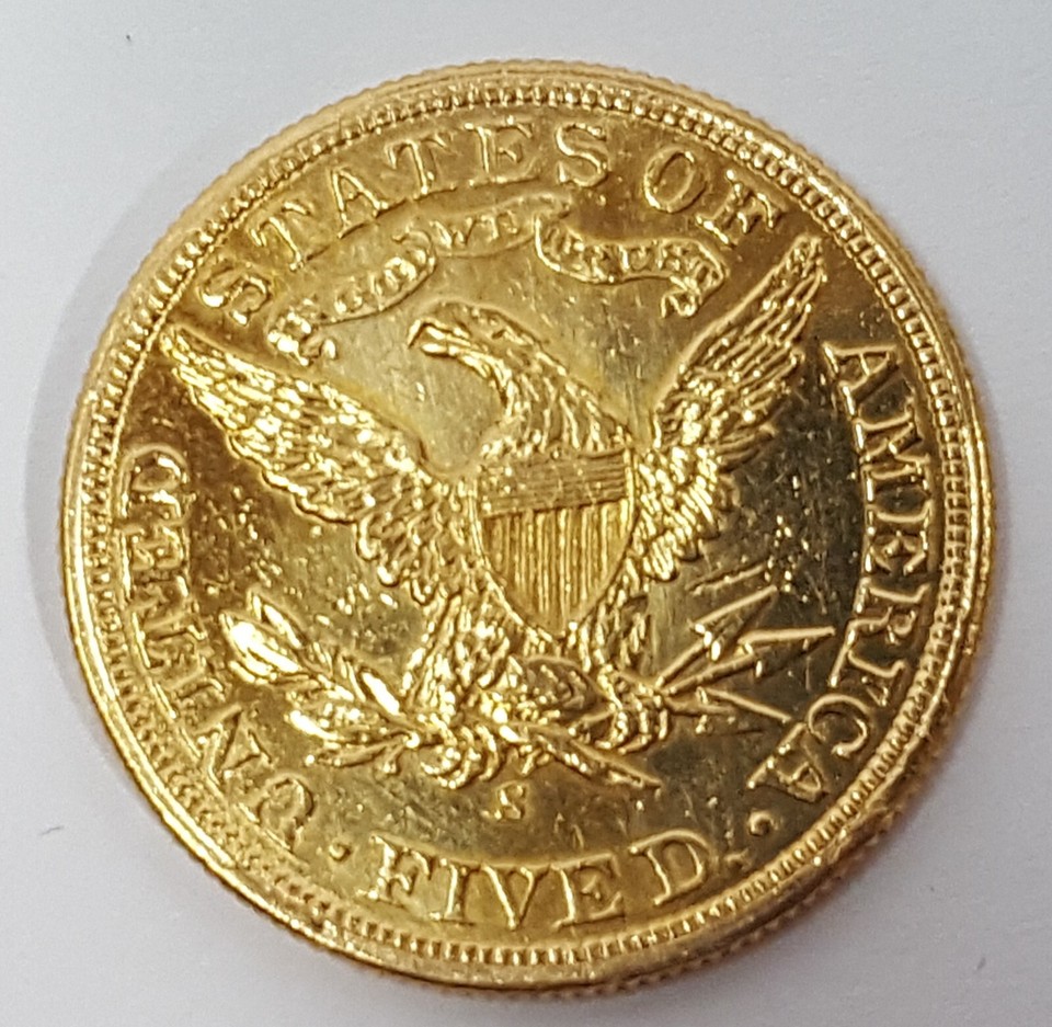 1898-S $5 Five D Dollar Liberty Head Half Eagle USA Gold Coin | eBay